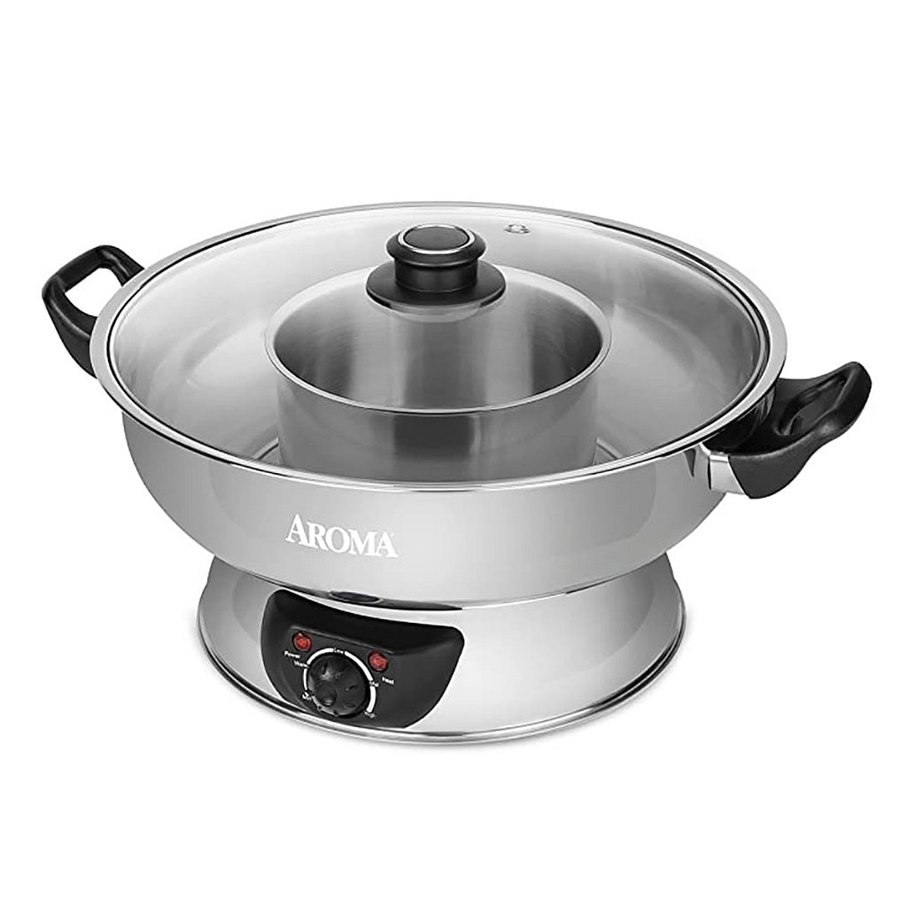 Aroma Housewares ASP-600 Shabu Hot Pot, 5qt, Stainless Steel - Weee!